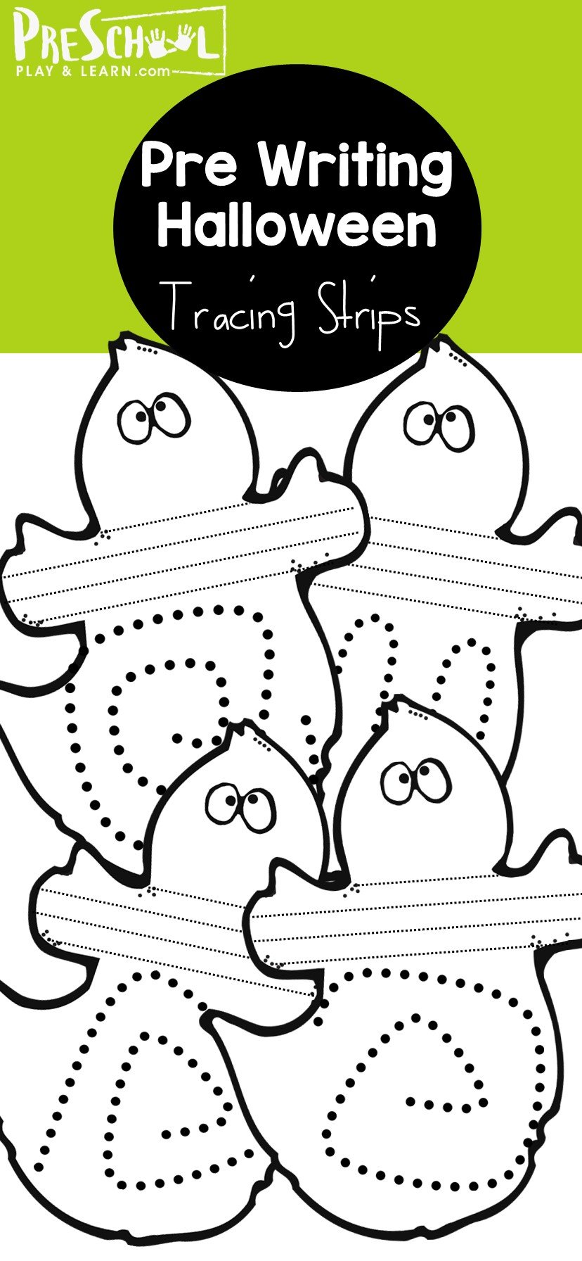 FREE Printable Halloween Ghost Pre-writing Skills Activities for Preschool