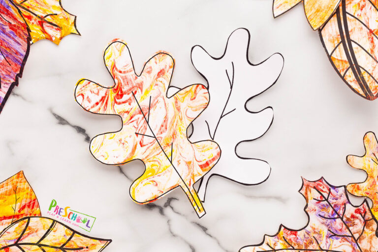 Fall Marbled Leaf Craft Art Projects for Preschoolers