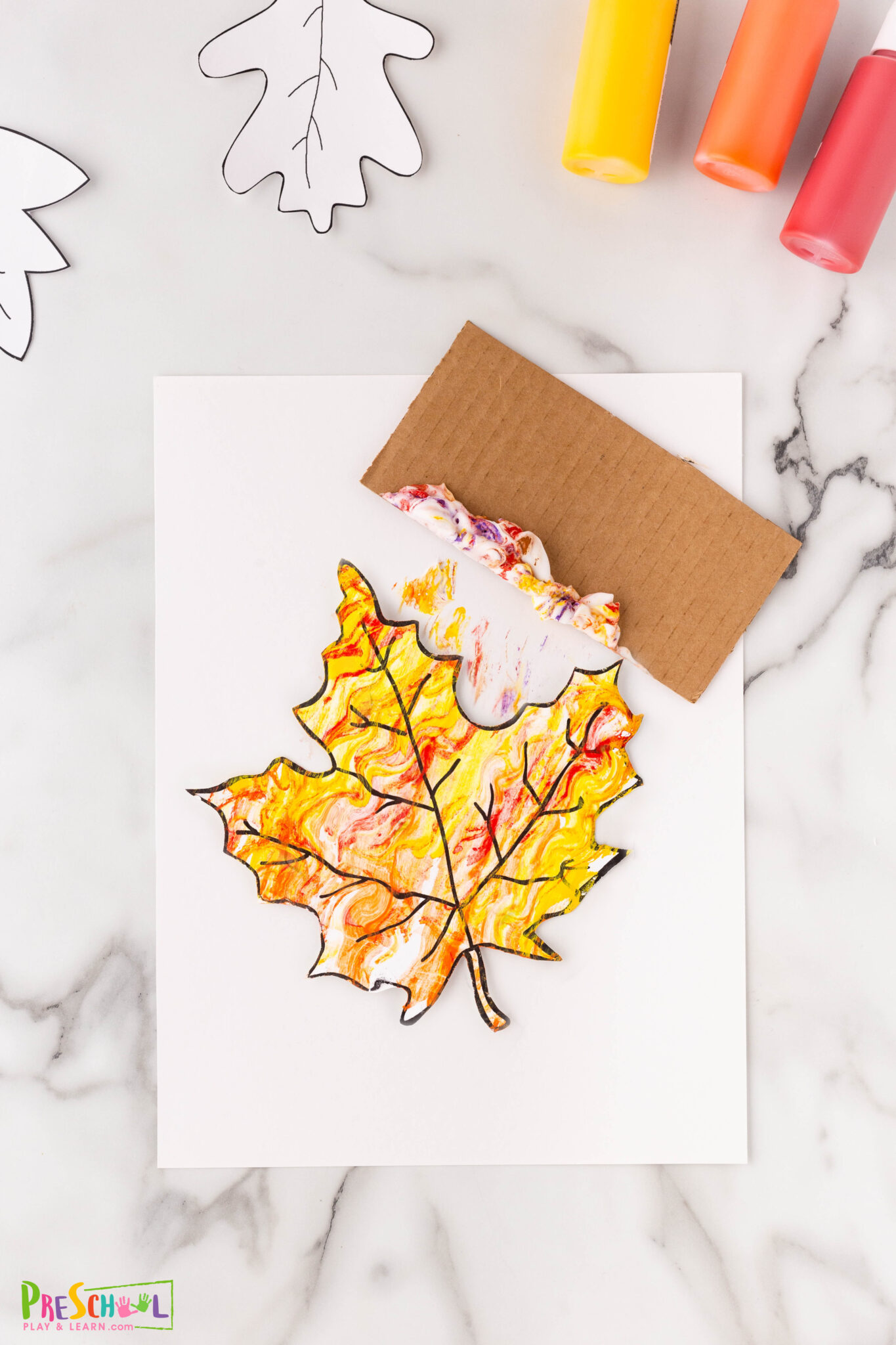 Fall Marbled Leaf Craft Art Projects for Preschoolers