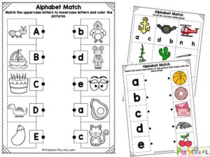 FREE Preschool Alphabet Letter Matching Worksheets with Pictures