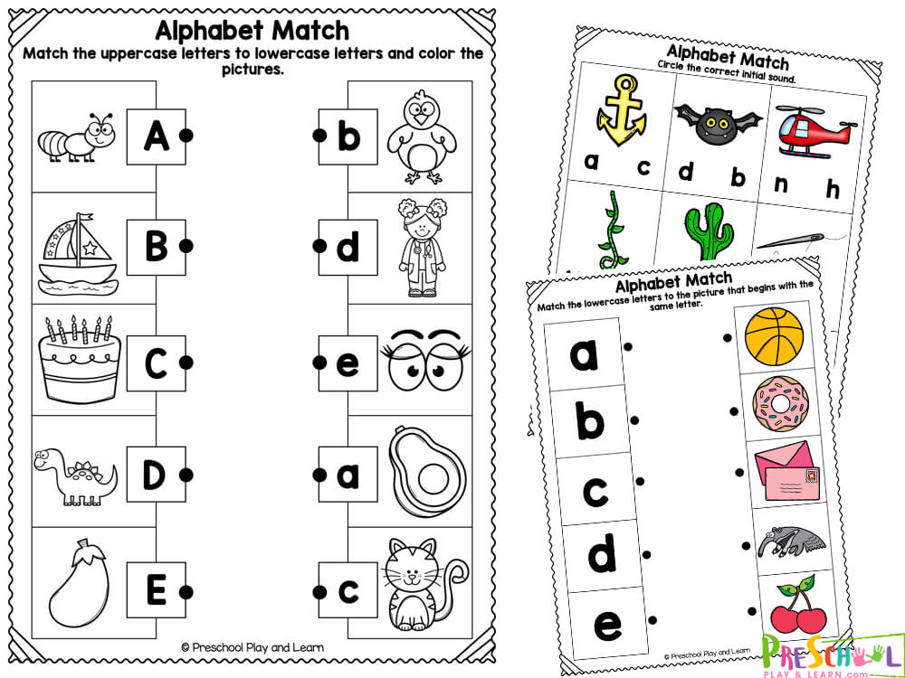 Abc Alphabet Matching Activity Sheet Cutouts Printable Abc Letters