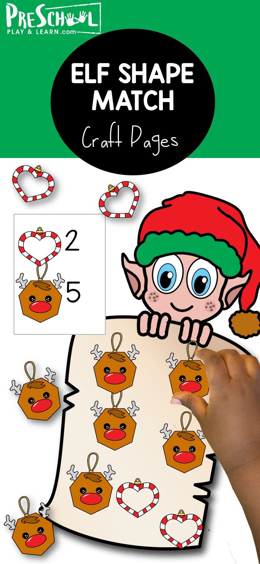 Christmas Elf Shape Matching Math Game (Free Printable!)