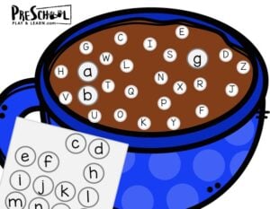 FREE Printable Hot Cocoa Alphabet Letter Matching Game