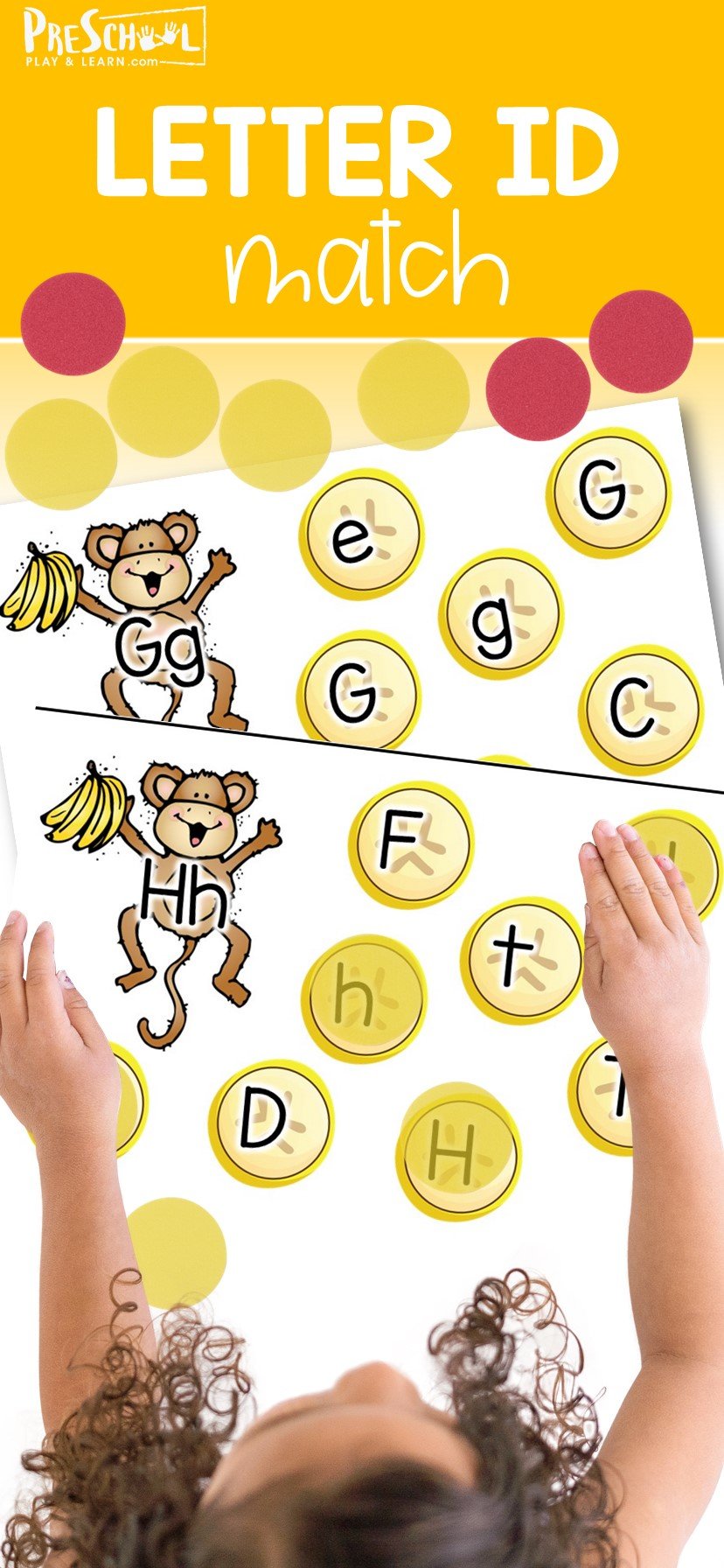 🐒 FREE Monkey Banana Match Letter Recognition Activity