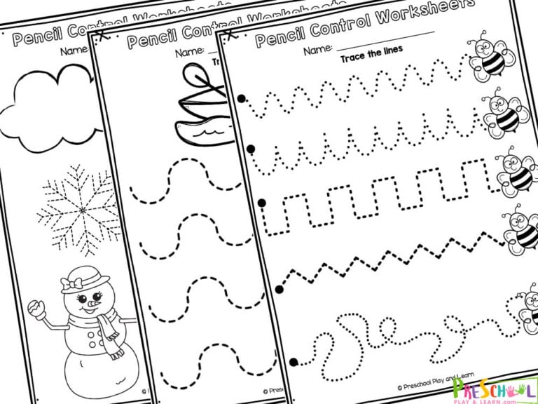 FREE Printable Pencil Control Worksheets for Preschoolers