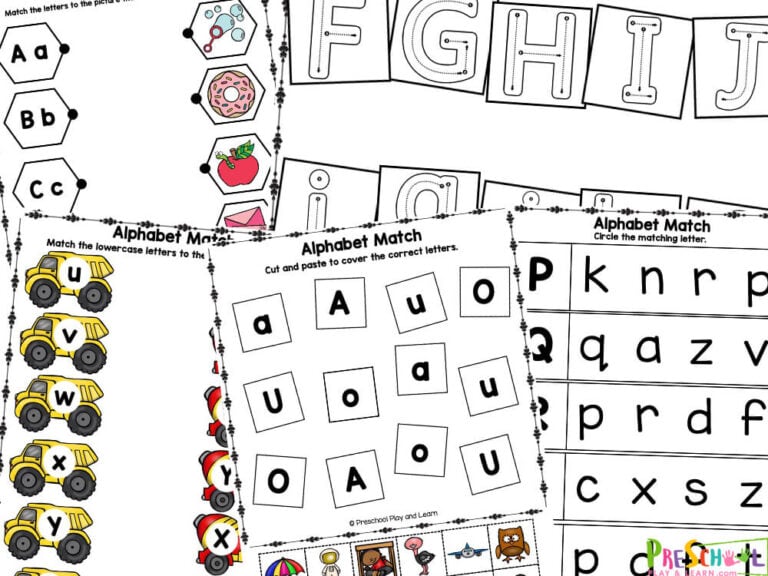 FREE Alphabet and Picture Matching Worksheets for Pre K