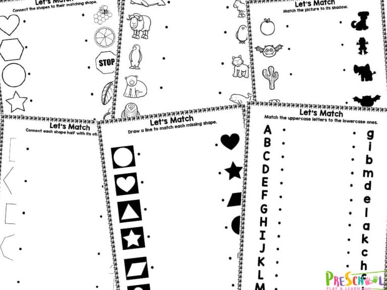 FREE Printable Preschool Matching Worksheets