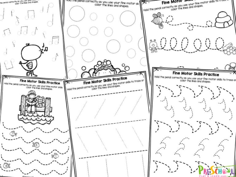 Fine Motor Skills Line Tracing Worksheets for 3 year olds
