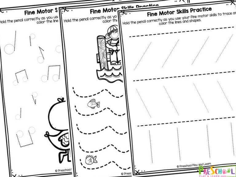 Fine Motor Skills Line Tracing Worksheets for 3 year olds