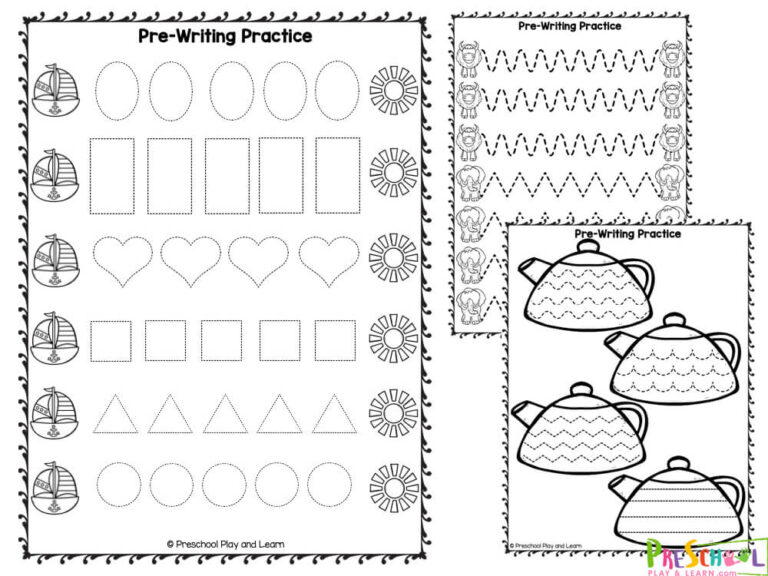 FREE Printable Pre-Writing Practice Worksheets for Pre-k
