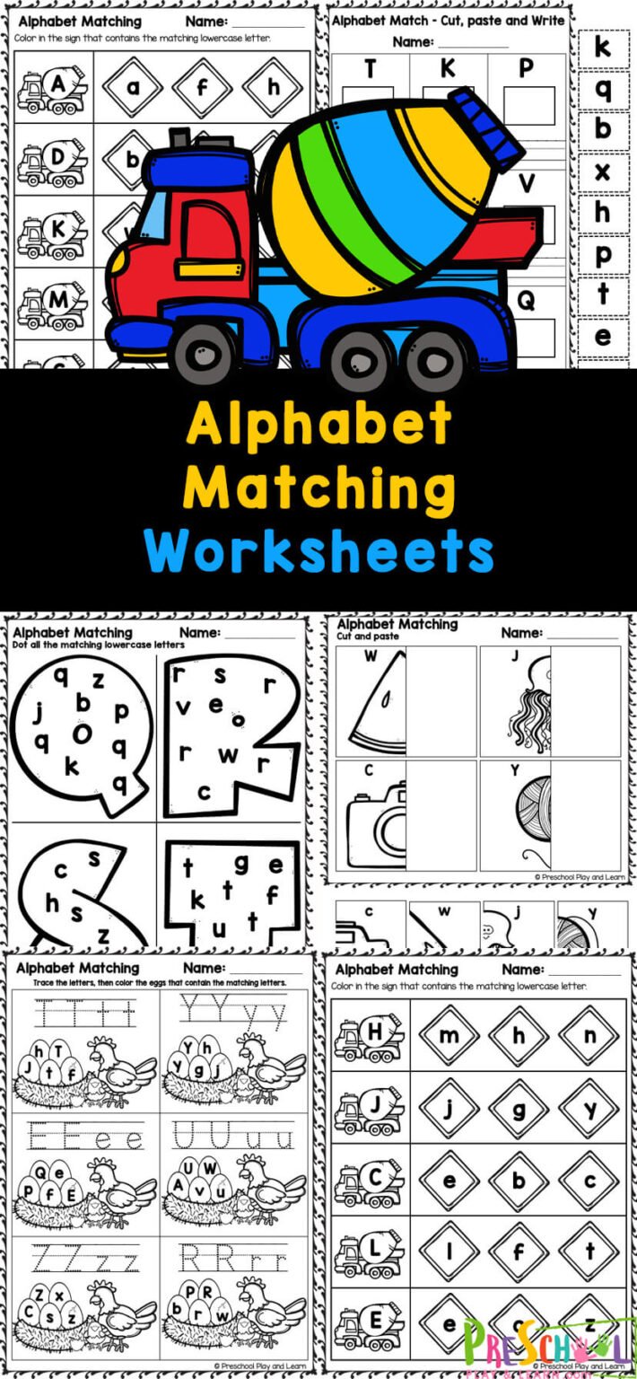 FREE Printable Alphabet Matching Worksheets for Pre-K