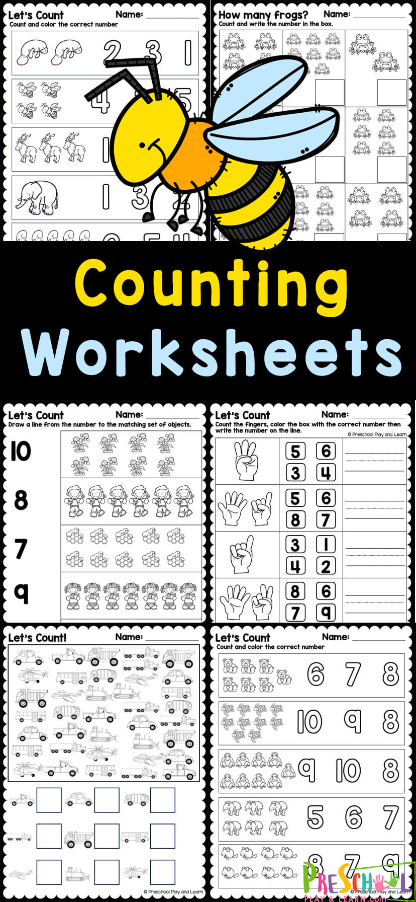 FREE Printable Counting Worksheets for Preschoolers