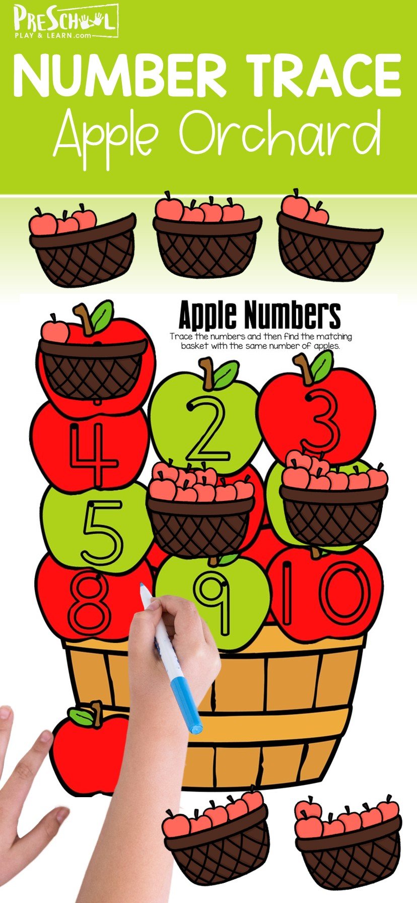 🍎 Number Tracing 1-10 Apple Activity for Preschoolers