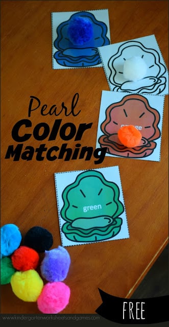 Shark Color, Sort, and Match Pom Pom Activity for Preschoolers