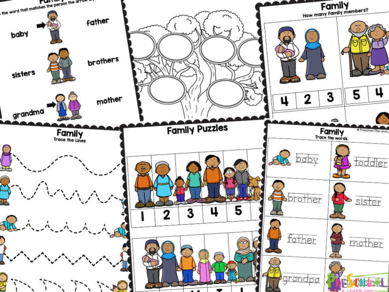 FREE Printable Family Worksheets for Preschool