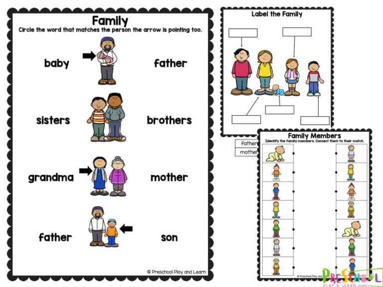 FREE Printable Family Worksheets for Preschool