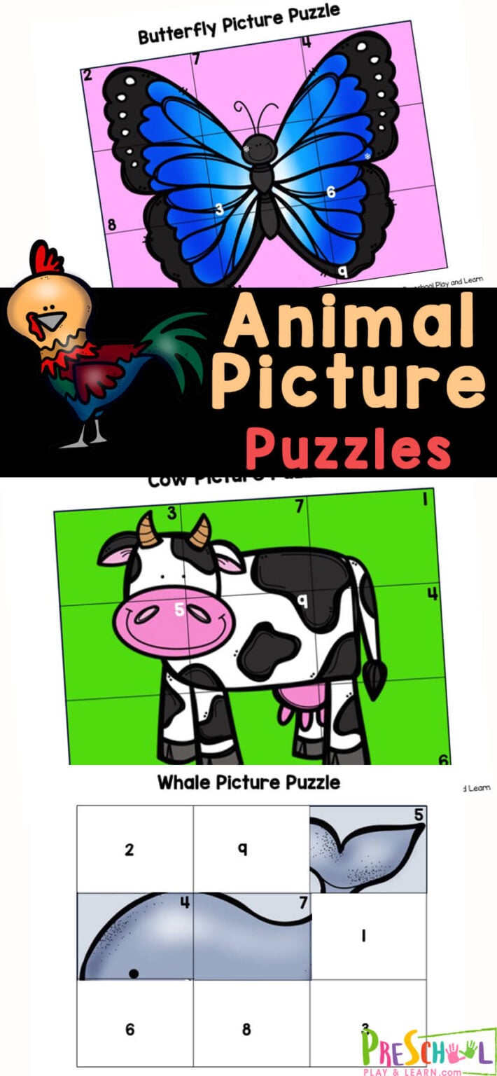 Printable Animal Picture Puzzles - Preschool Math Activity