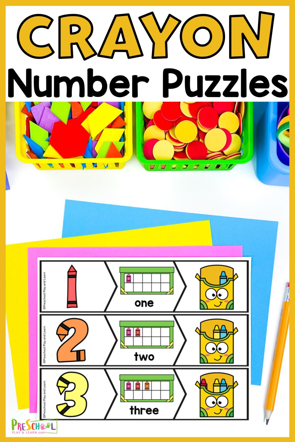 Crayon Math Number Puzzle 1-10 for Preschoolers (Free Printable!)