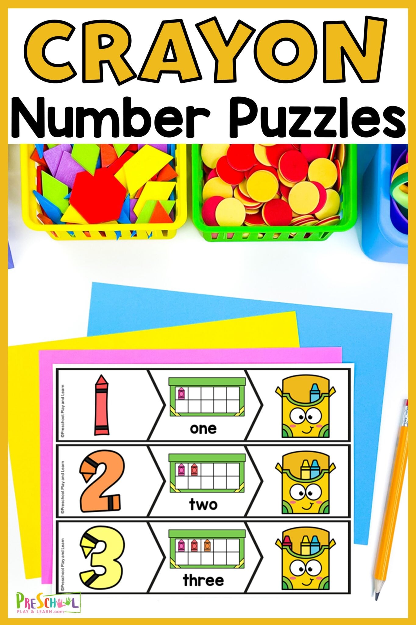 Crayon Math Number Puzzle 1-10 for Preschoolers (Free Printable!)