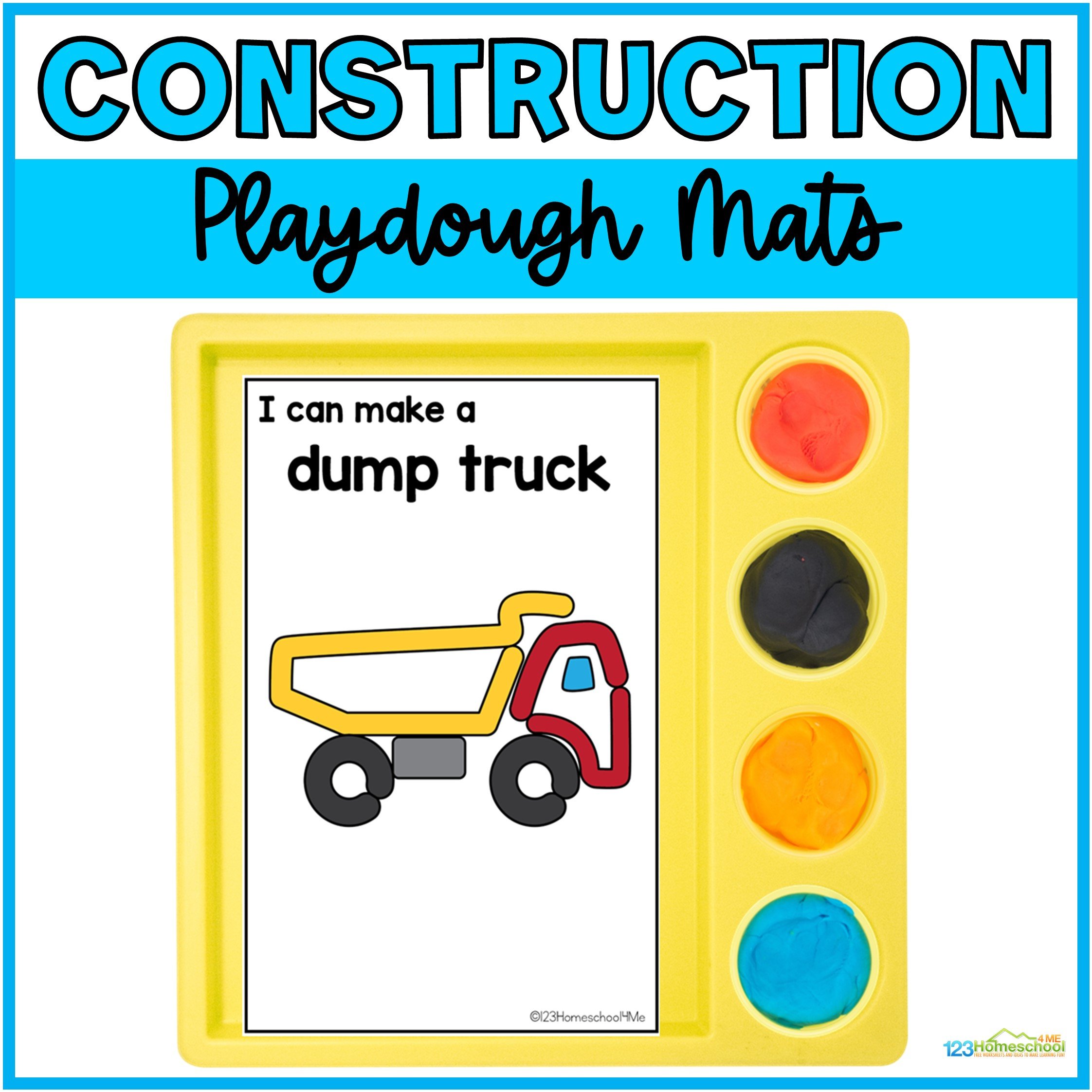 FREE Printable Construction Playdough Mats for Preschoolers
