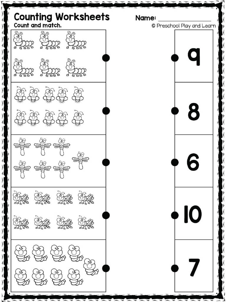 FREE 1-10 Preschool Counting Worksheets pdf