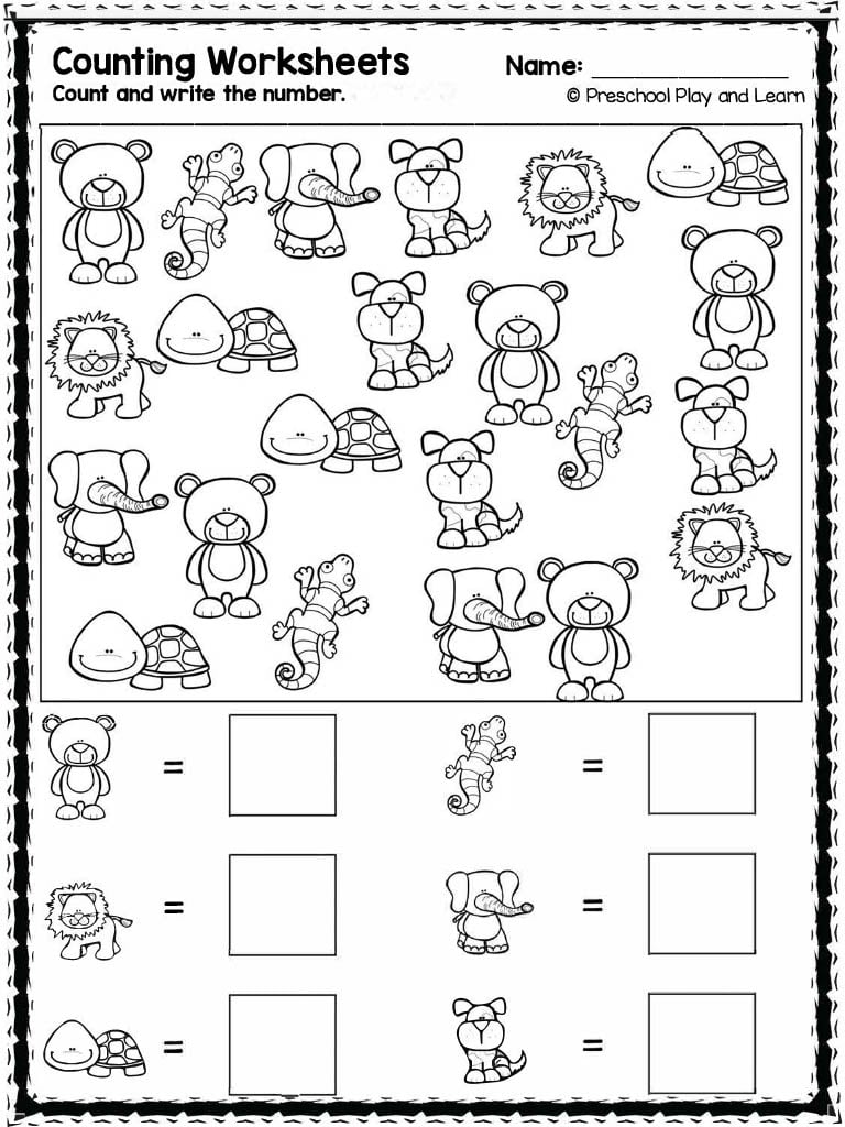 FREE 1-10 Preschool Counting Worksheets pdf