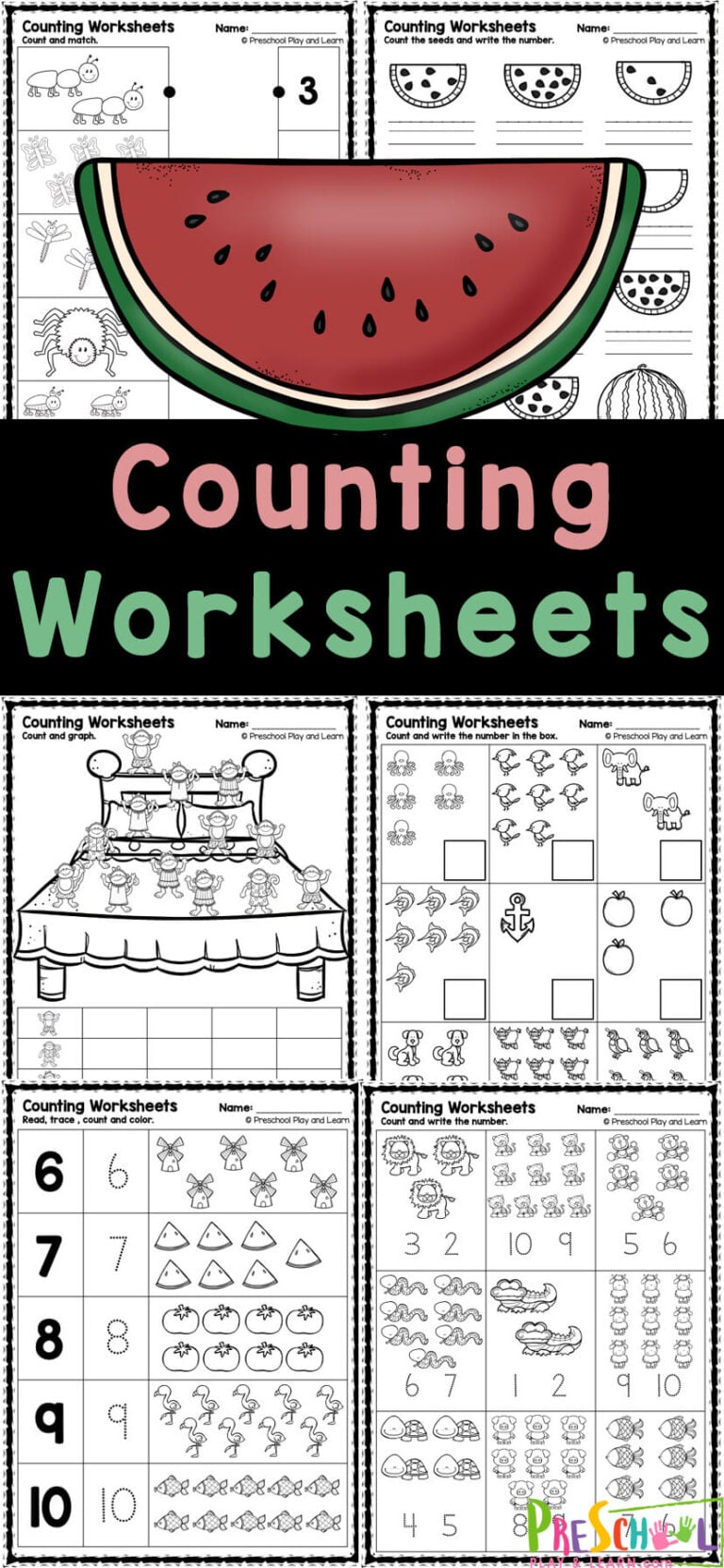 FREE 1-10 Preschool Counting Worksheets pdf