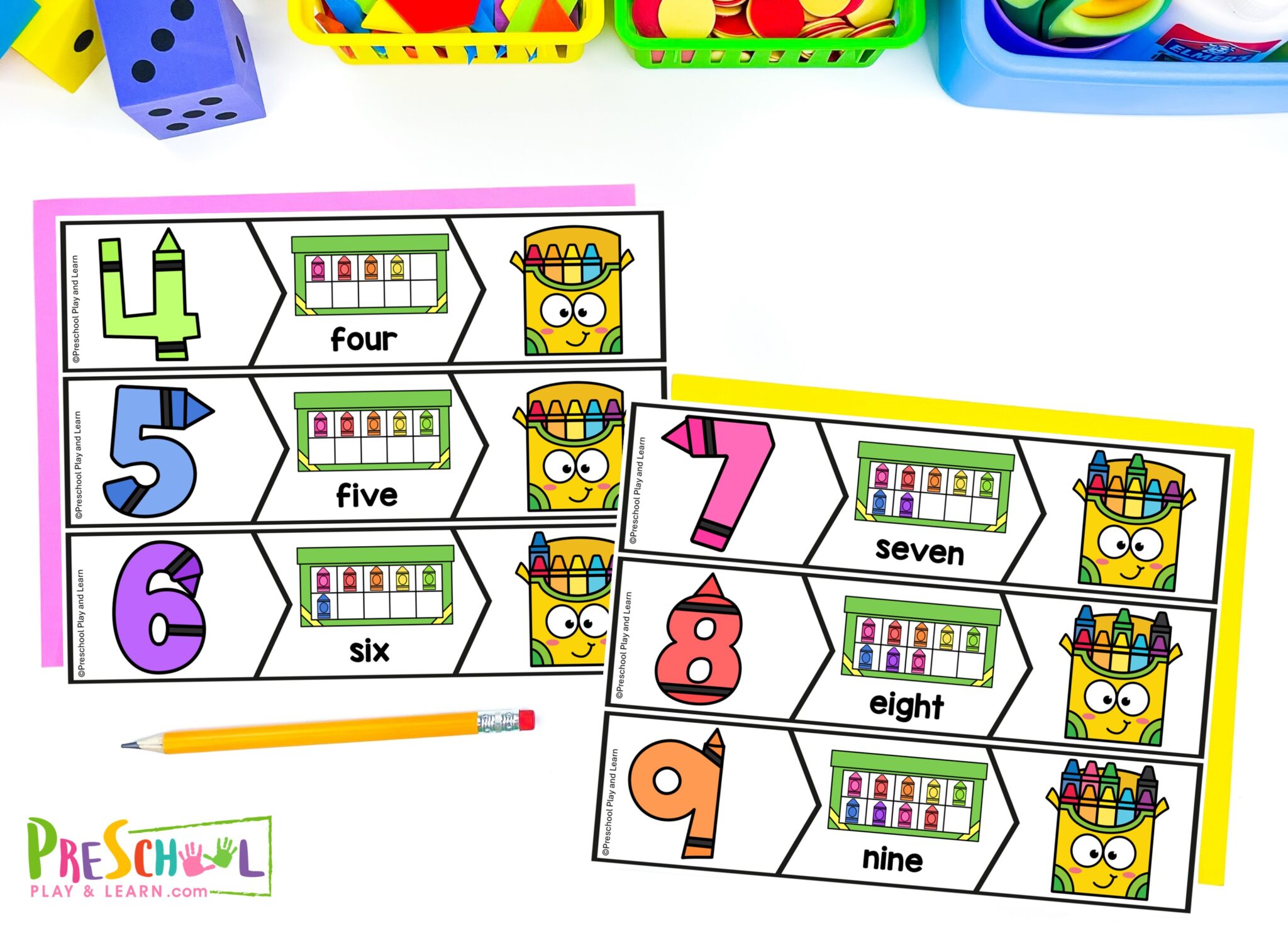 Crayon Math Number Puzzle 1-10 for Preschoolers (Free Printable!)