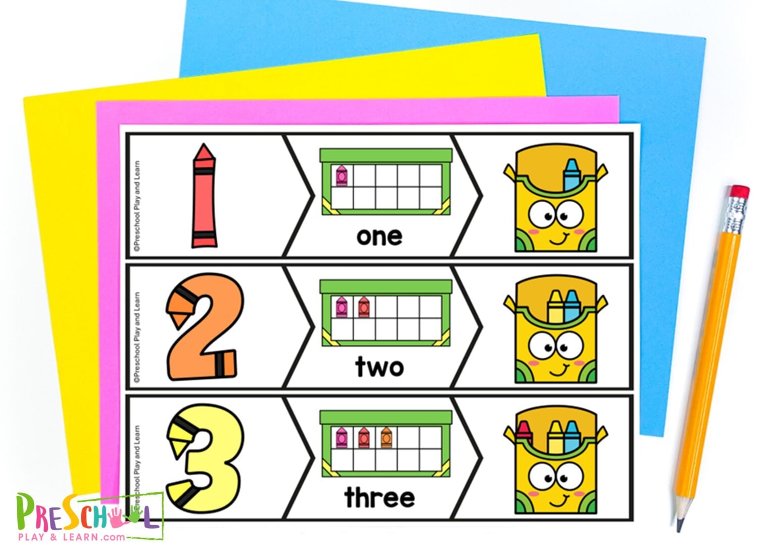 Crayon Math Number Puzzle 1-10 for Preschoolers (Free Printable!)