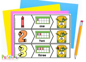 Crayon Math Number Puzzle 1-10 for Preschoolers (Free Printable!)