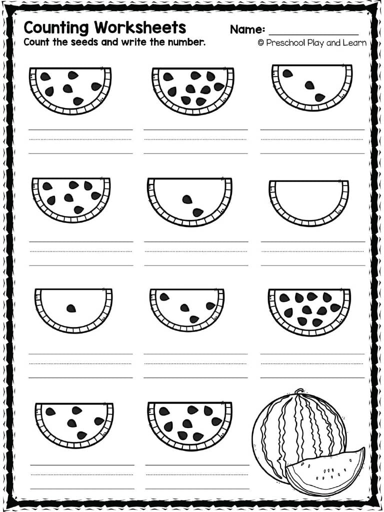 FREE 1-10 Preschool Counting Worksheets pdf