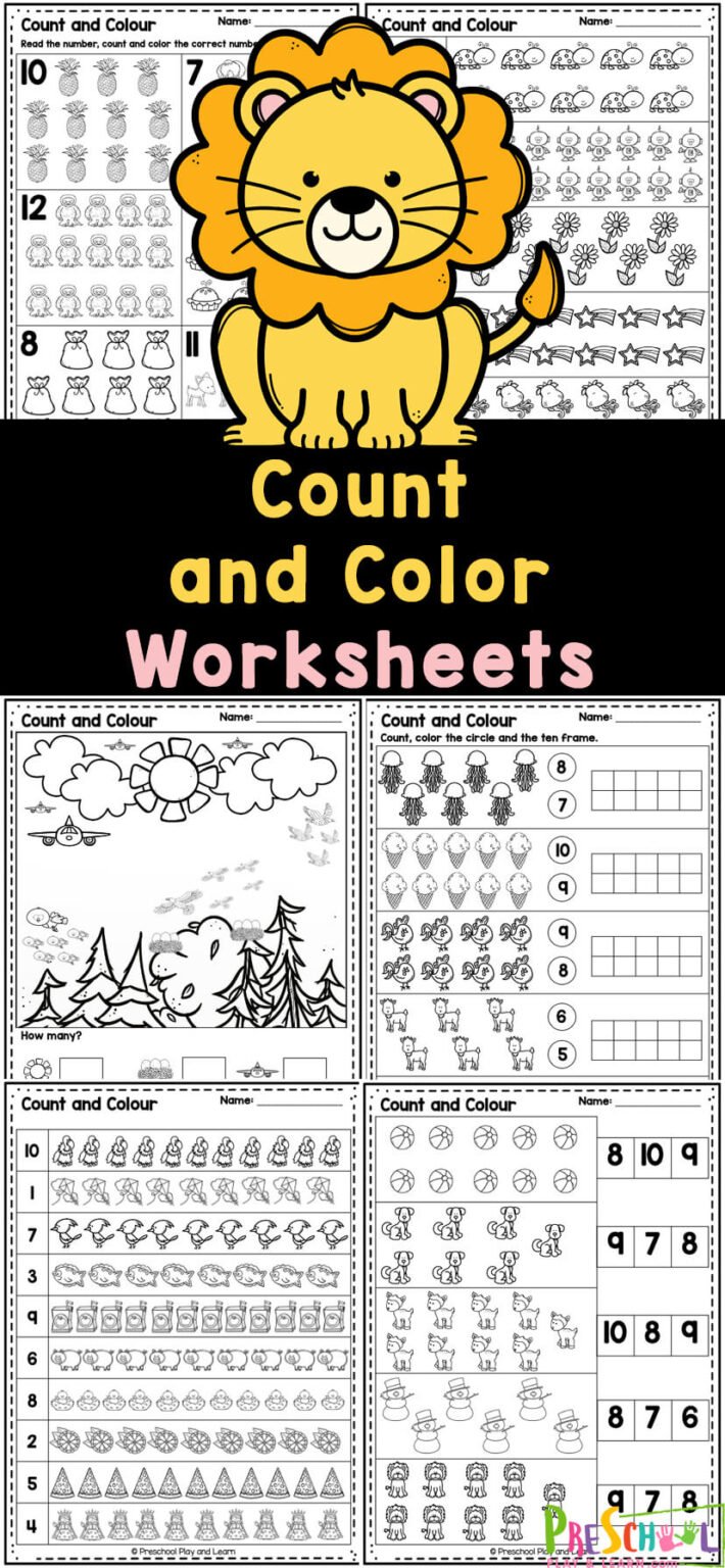 Count and Color Worksheets 1-10 for Preschool