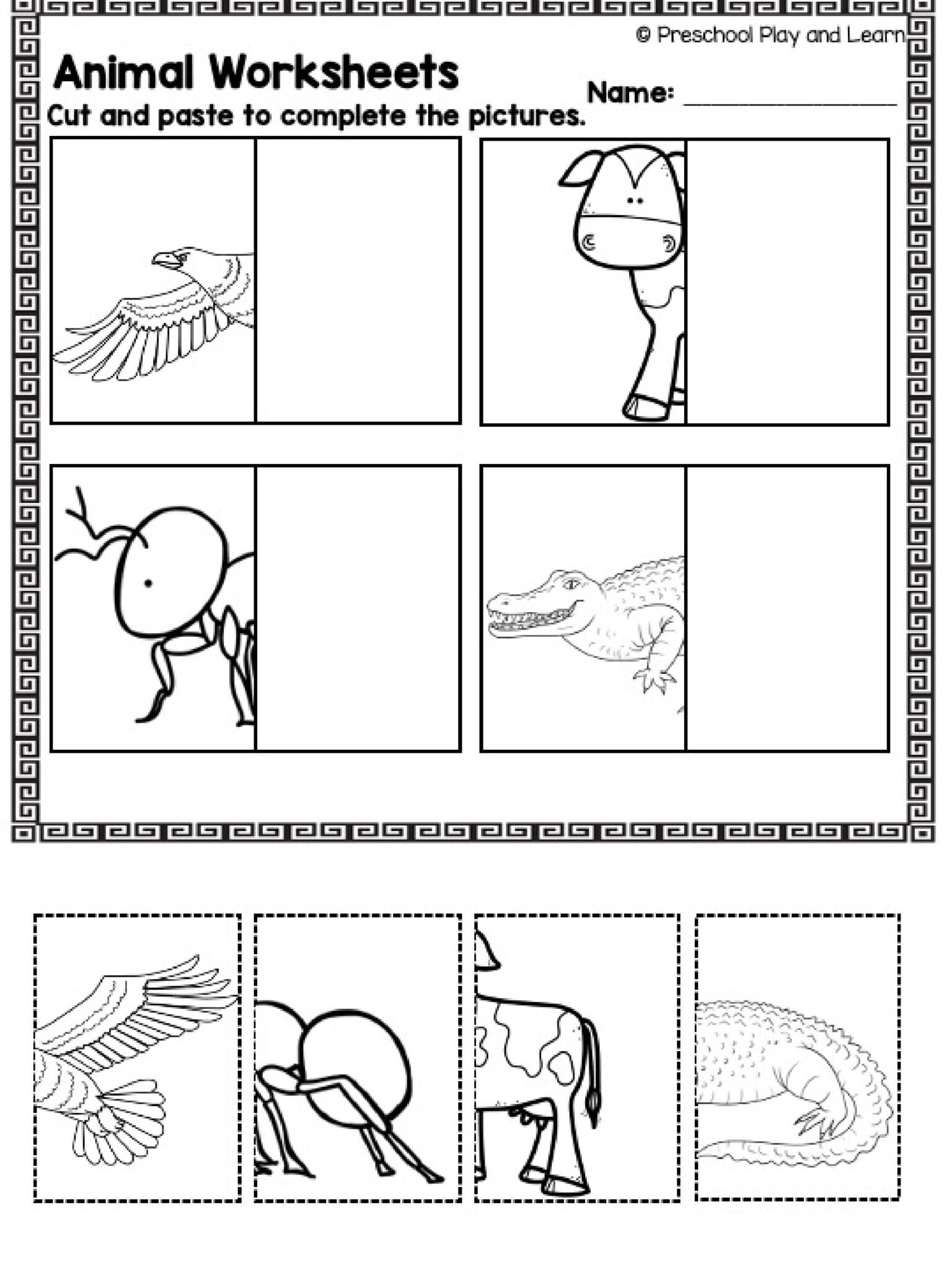 FREE Printable Preschool Animal Worksheets