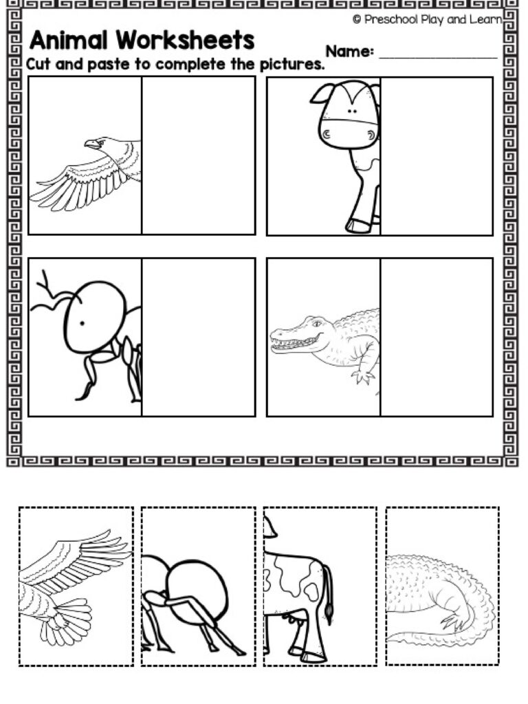 FREE Printable Preschool Animal Worksheets