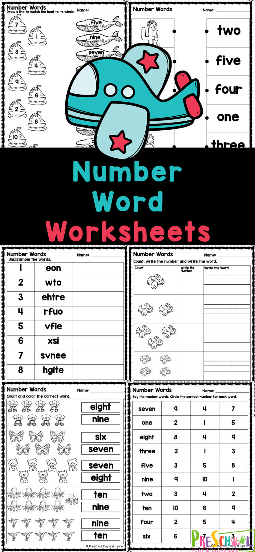 Number Word Worksheets