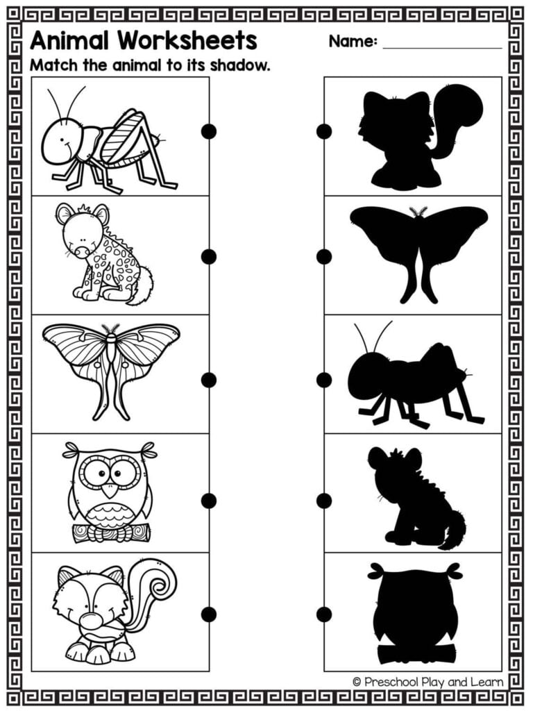 FREE Printable Preschool Animal Worksheets