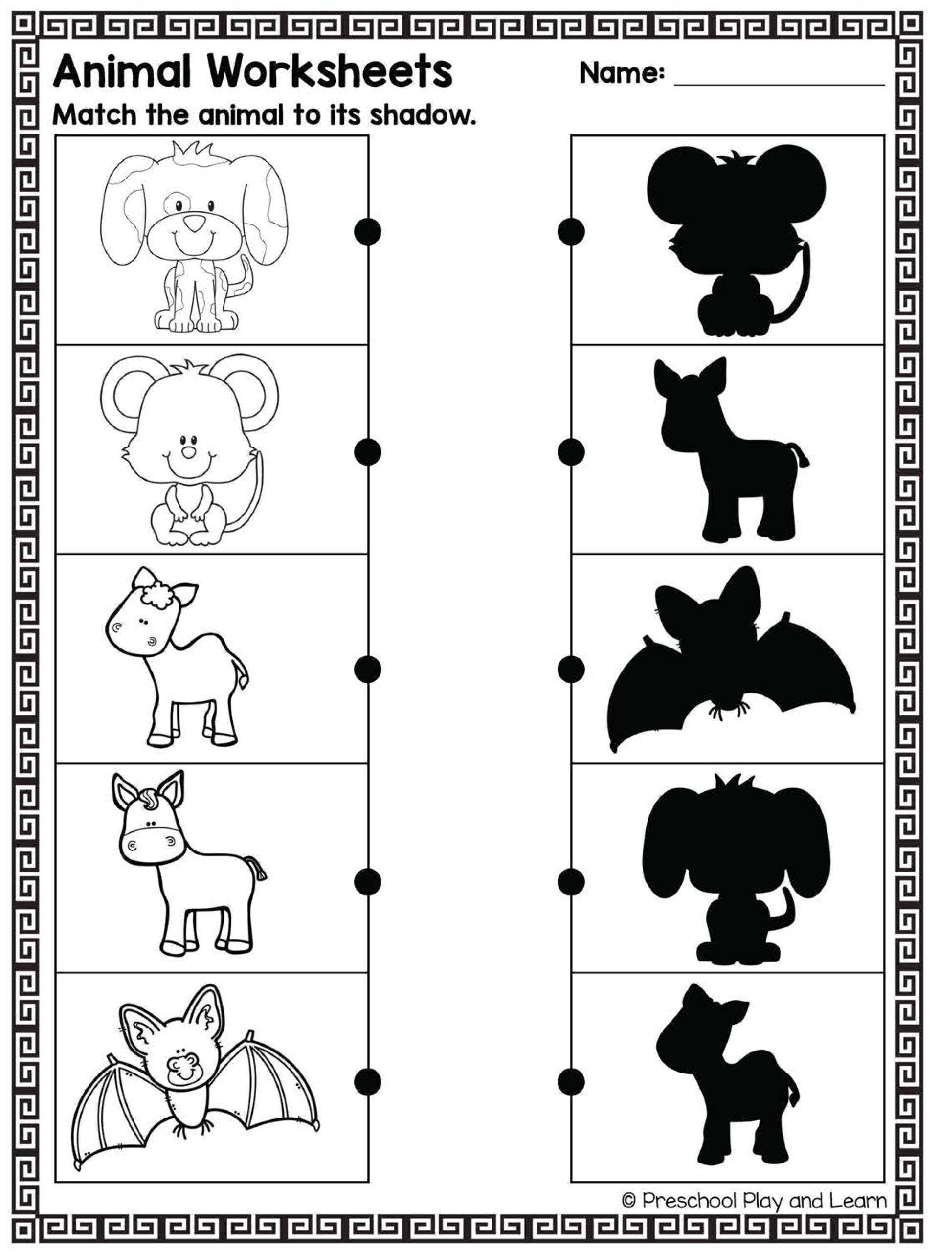 FREE Printable Preschool Animal Worksheets