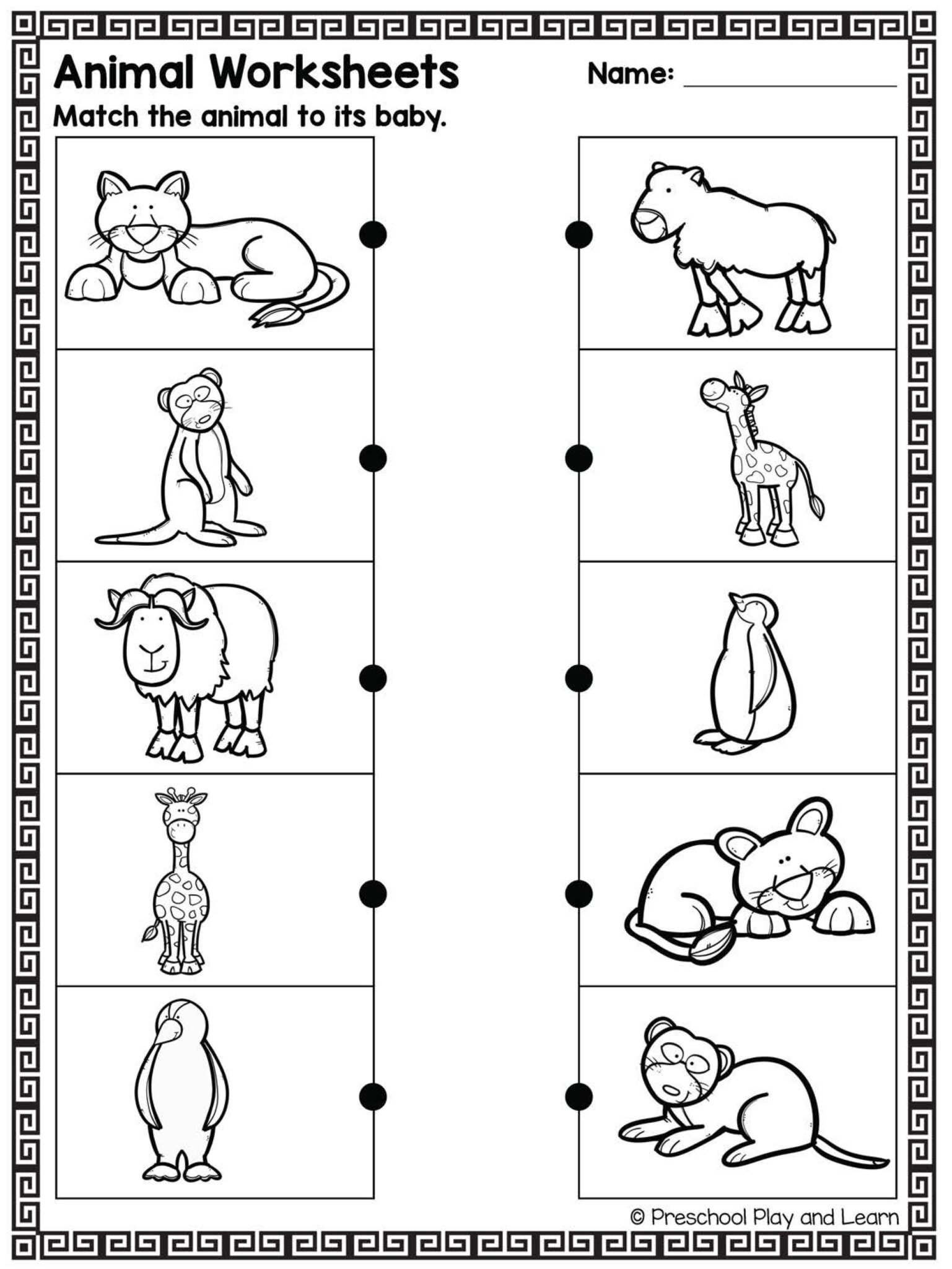 FREE Printable Preschool Animal Worksheets