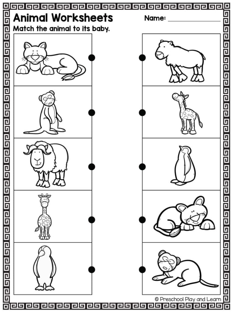 FREE Printable Preschool Animal Worksheets