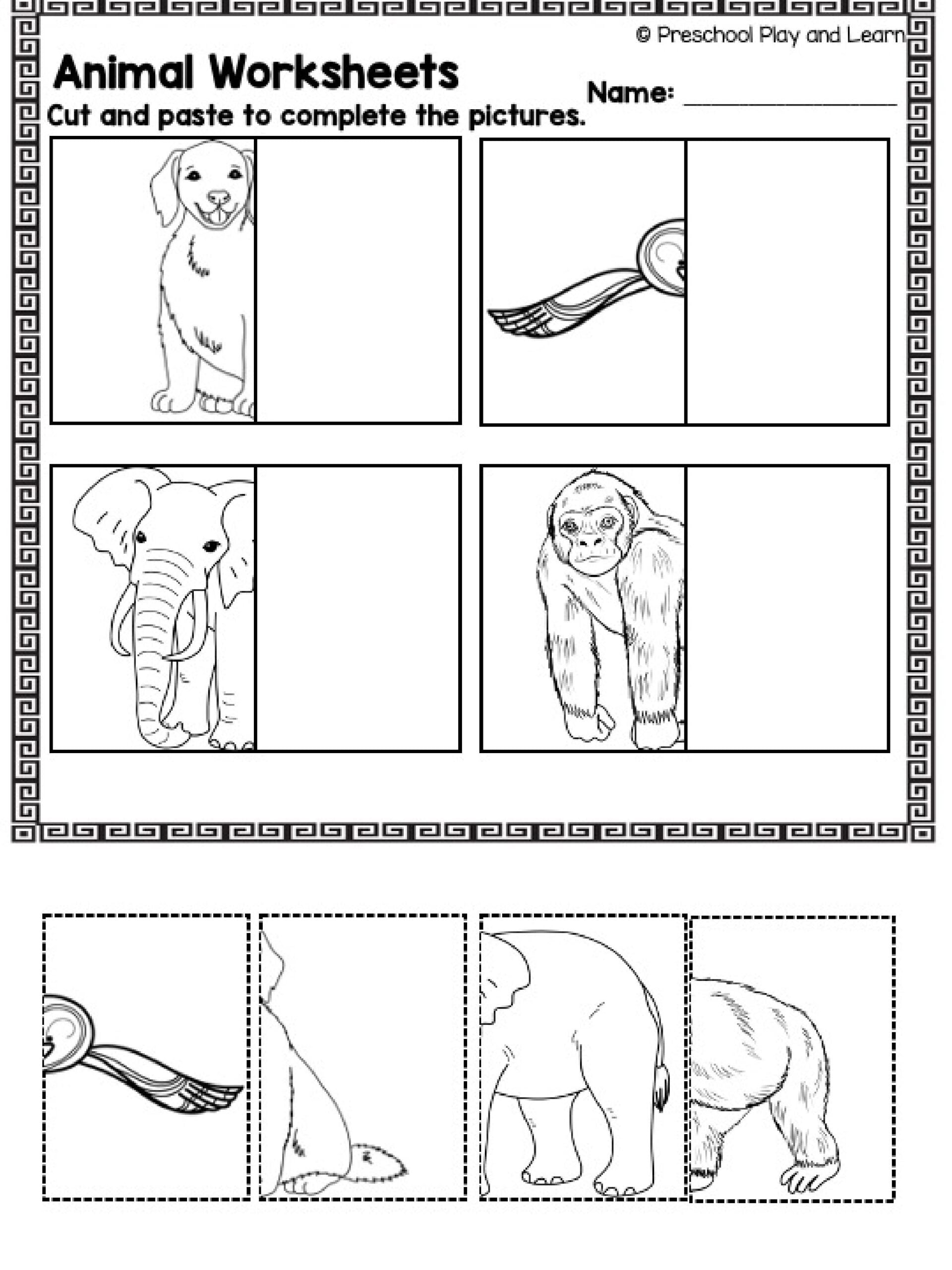FREE Printable Preschool Animal Worksheets
