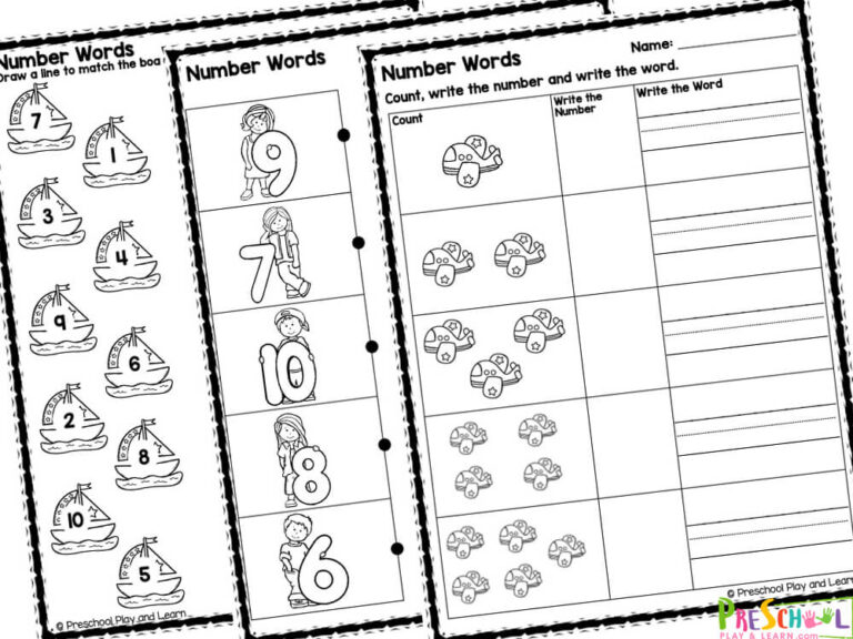Number Word Worksheets