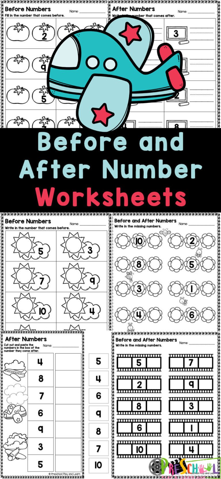 ️ Before and After Numbers Worksheets