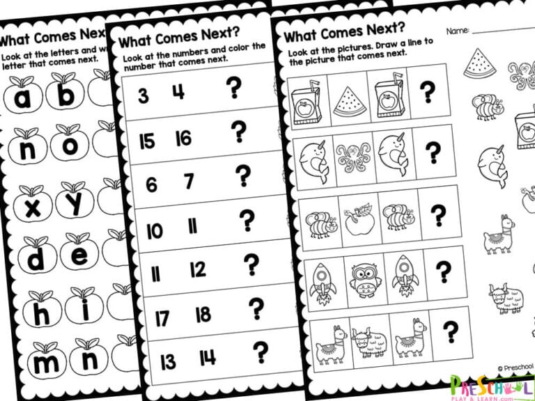 What Comes Next Worksheets