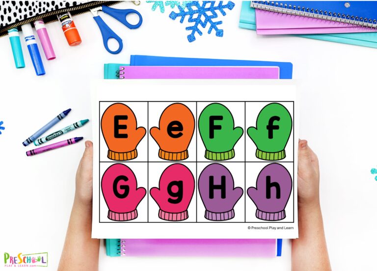 Simple Winter Alphabet Activity: Upper and Lowercase Mitten Letter Matching