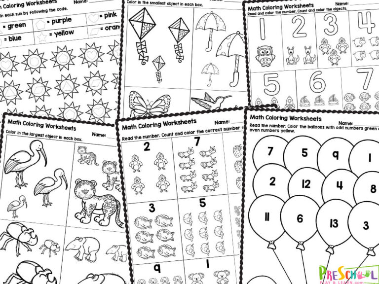 🖍️ Math Coloring Pages - Free Preschool Worksheets