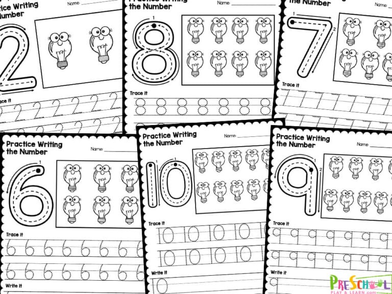 ️ FREE Number Tracing Worksheets 1-10 pdf for Preschool
