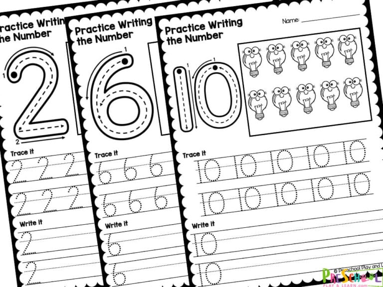 ️ FREE Number Tracing Worksheets 1-10 pdf for Preschool