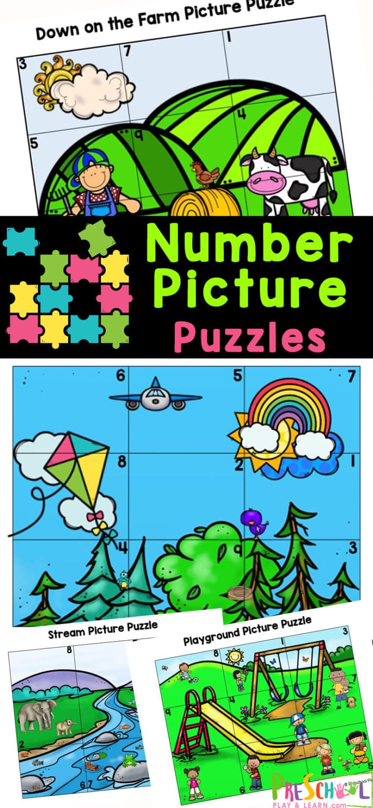 Number Recognition Activity: Printable Picture Puzzles for Preschoolers