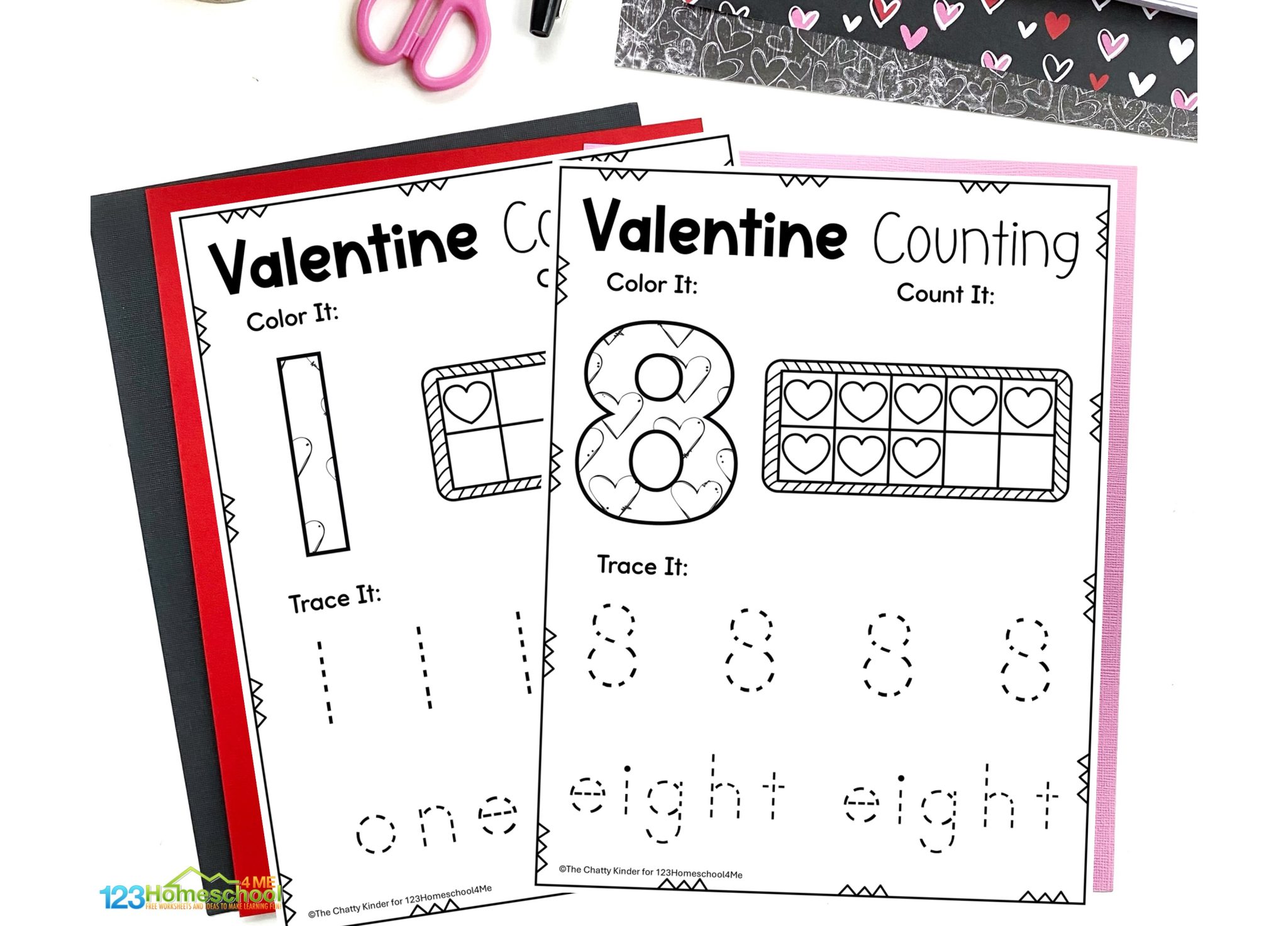 Valentines Day Counting Worksheets: Free Printable Preschool Activities