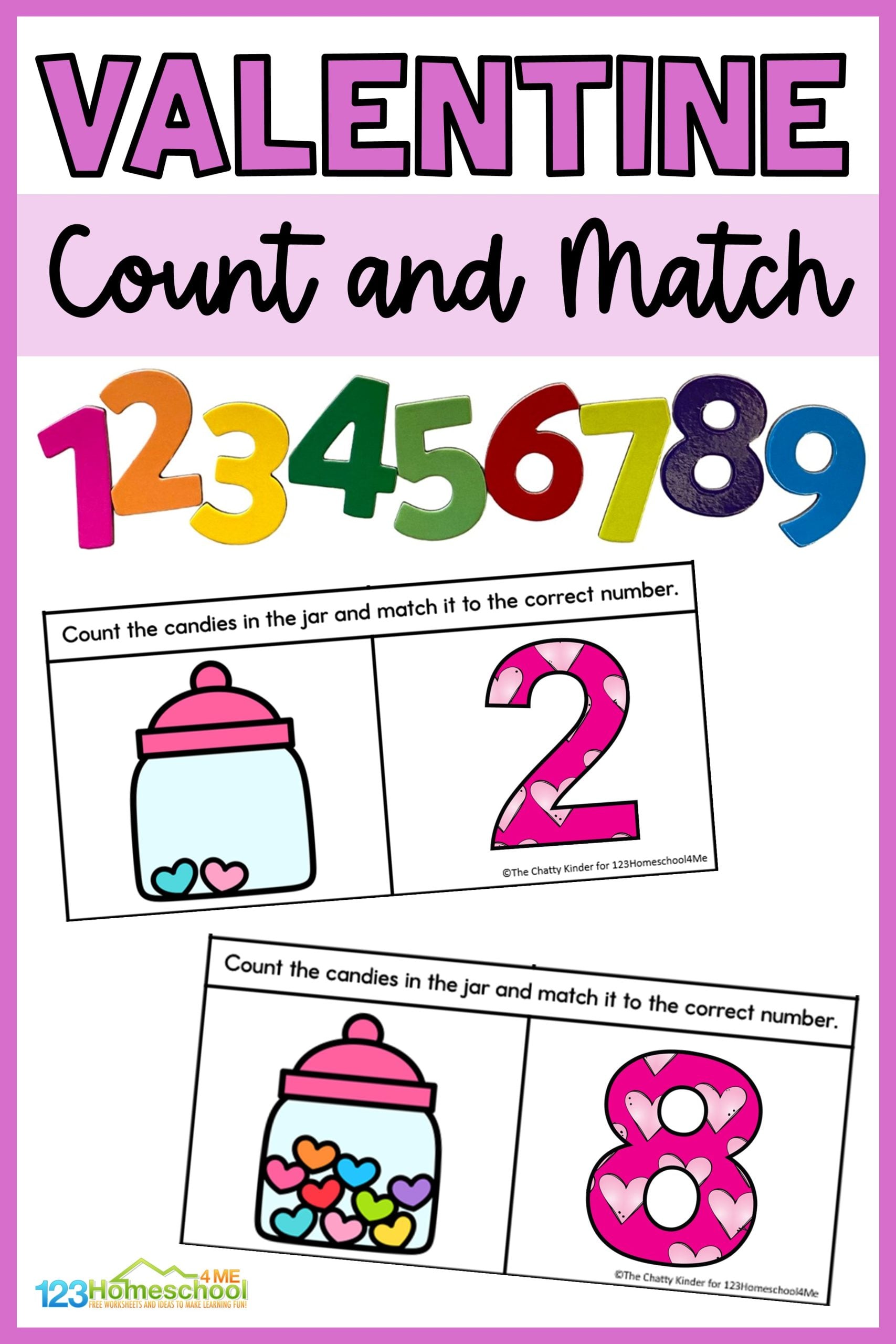 Valentines Day Counting - Number Matching Activity for Preschoolers